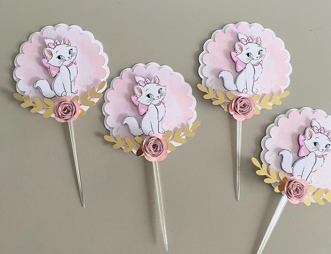 Aristocats Cupcake Topper, Cat Cupcake Topper, Pink Cat Cupcake Topper ...