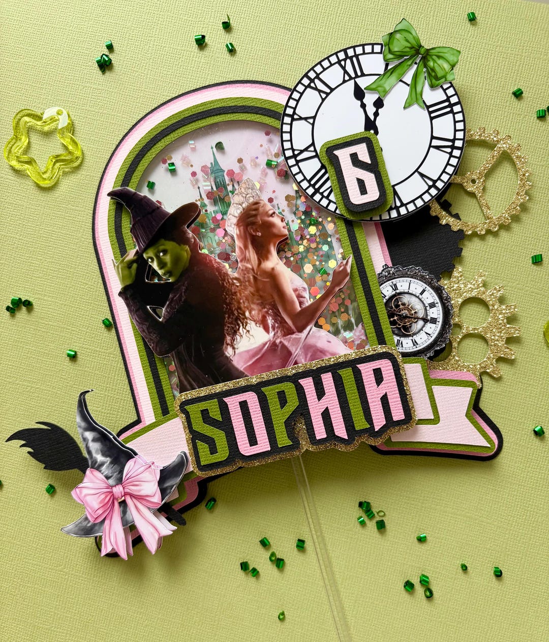 Wicked Inspired Cake Topper Shaker, Wicked Musical Cake Topper, Pink ...