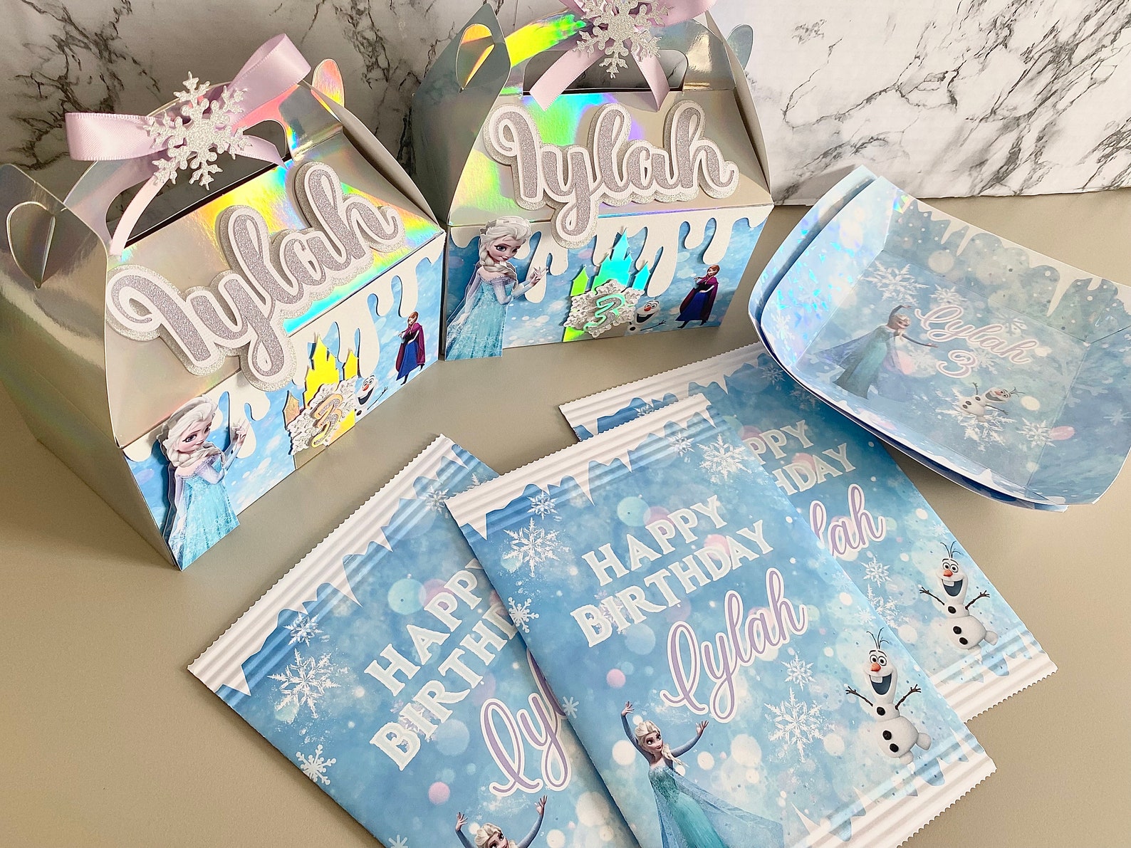Children’s Frozen Personalise Party Box, Favour Box, Children’s Blue ...