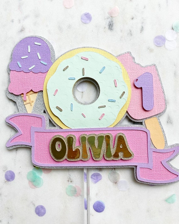 Personalised Donut Cake Topper Gold Glitter Decoration Topper - Etsy