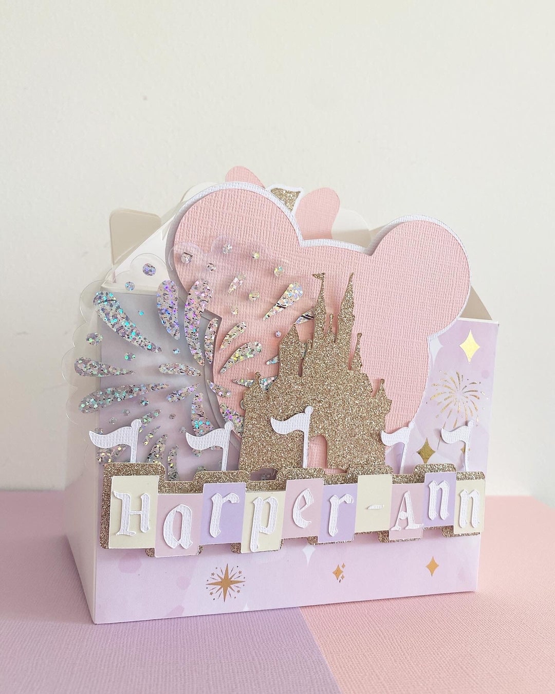 Paris Disneyland Personalise Gift Box, Mickey Mouse Favour Box, Pink ...