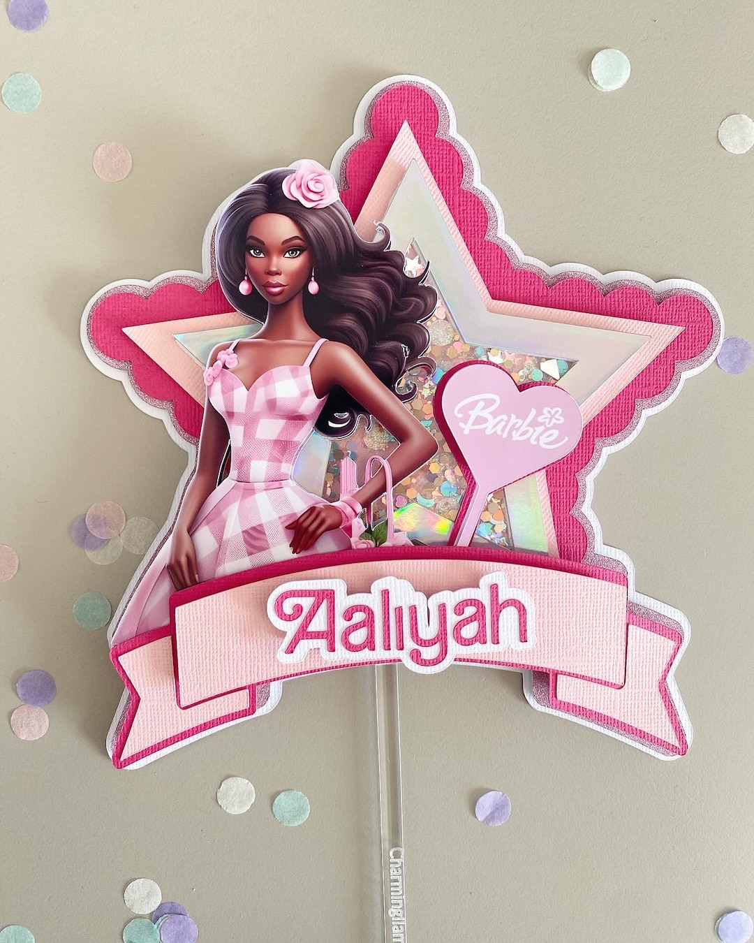 Personalised Princess Pastel Cake Topper Shaker, Customised Black ...