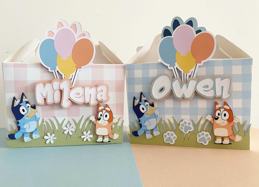 Blue Dog Personalise Party Box, Blue Dog Theme Box, Pink Dog Them Box ...