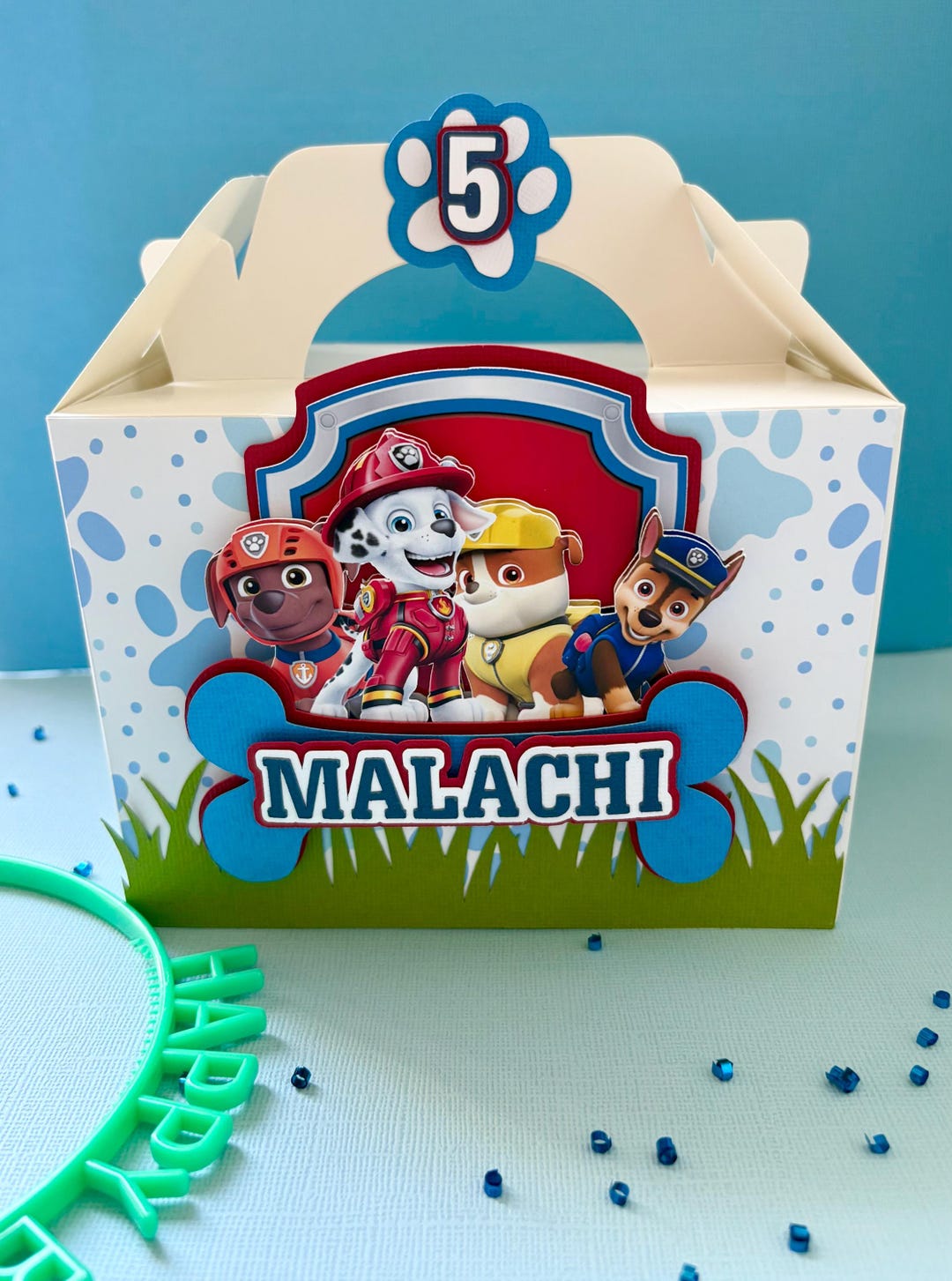 Blue Dog Personalise Party Box, Blue Dog Theme Box, Paw Dog Them Box ...