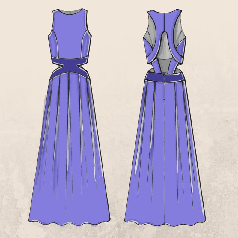 Woman Evening Prom dress PDF sewing pattern DIY | Etsy
