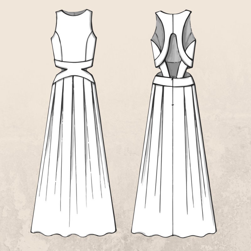 Woman Evening Prom dress PDF sewing pattern DIY - Etsy España