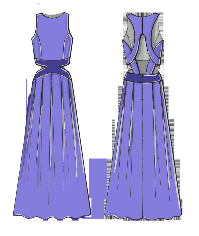 Woman Evening Prom dress PDF sewing pattern DIY | Etsy