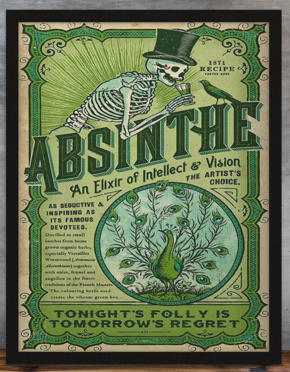 Framed Vintage Absinthe Label Print C.1871 Art Nouveau Liquor - Etsy