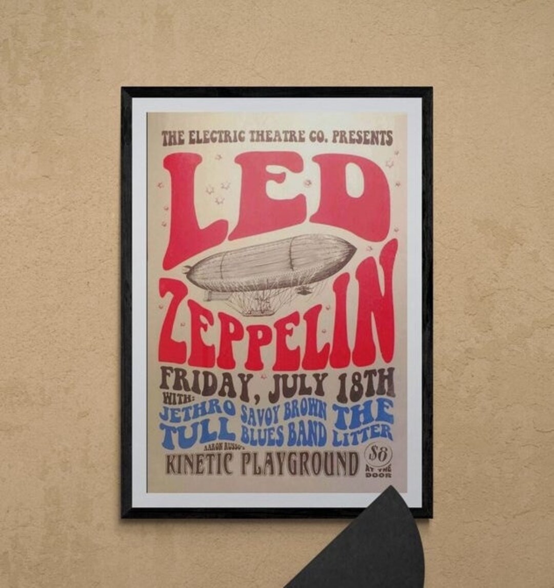Led Zeppelin FRAMED 13x19 Vintage Concert Poster Reprint Wood Gallery ...