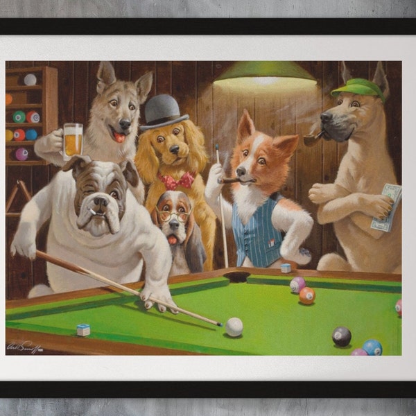 Dogs Playing Pool - Etsy