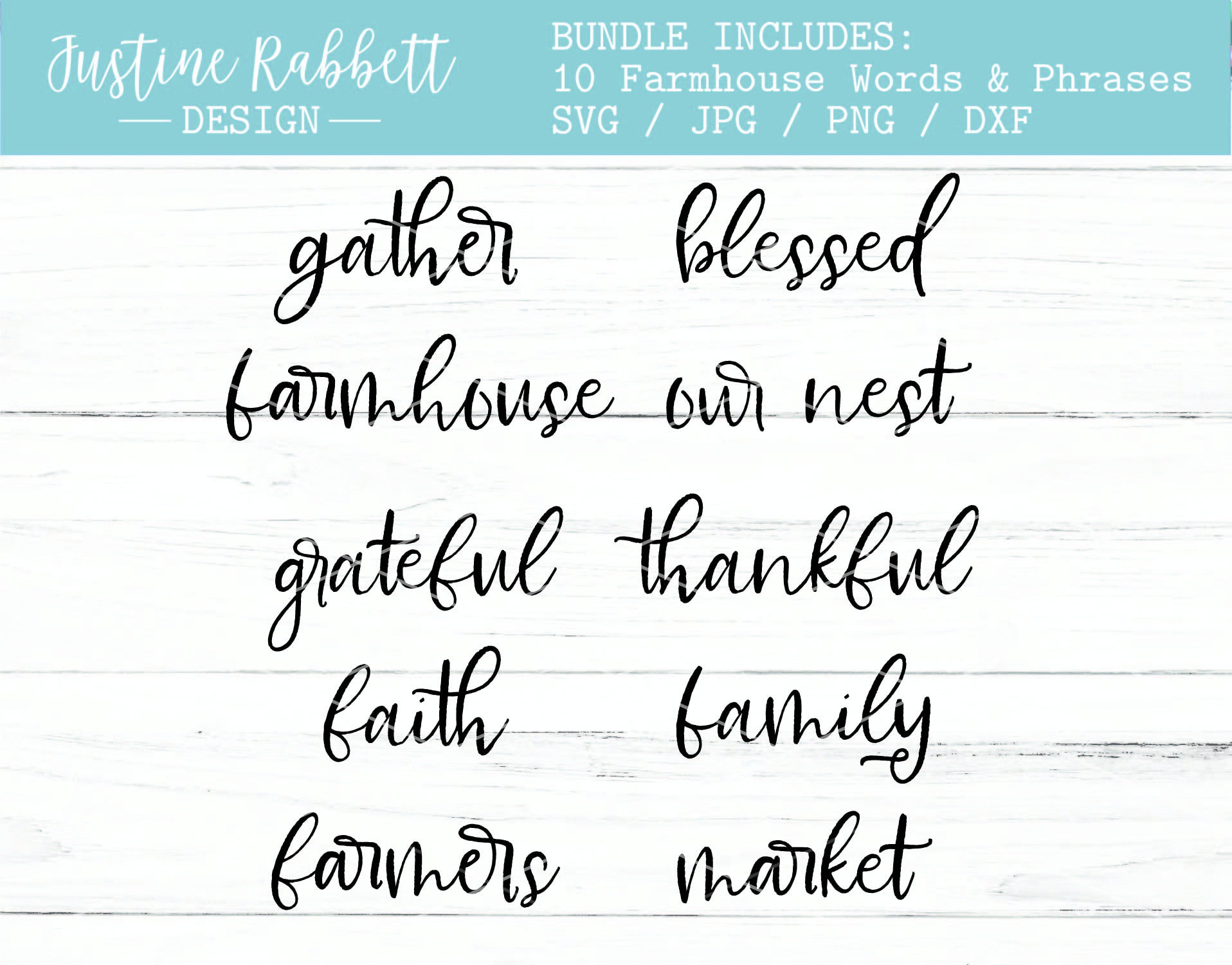 Bundle of 10 Farmhouse Words and Phrases SVG Cut File Jpg | Etsy