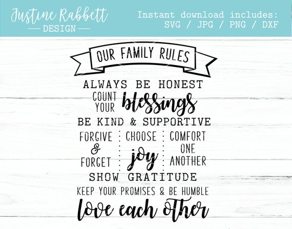 Our Family Rules Always Be Honest Count Your Blessings Be - Etsy
