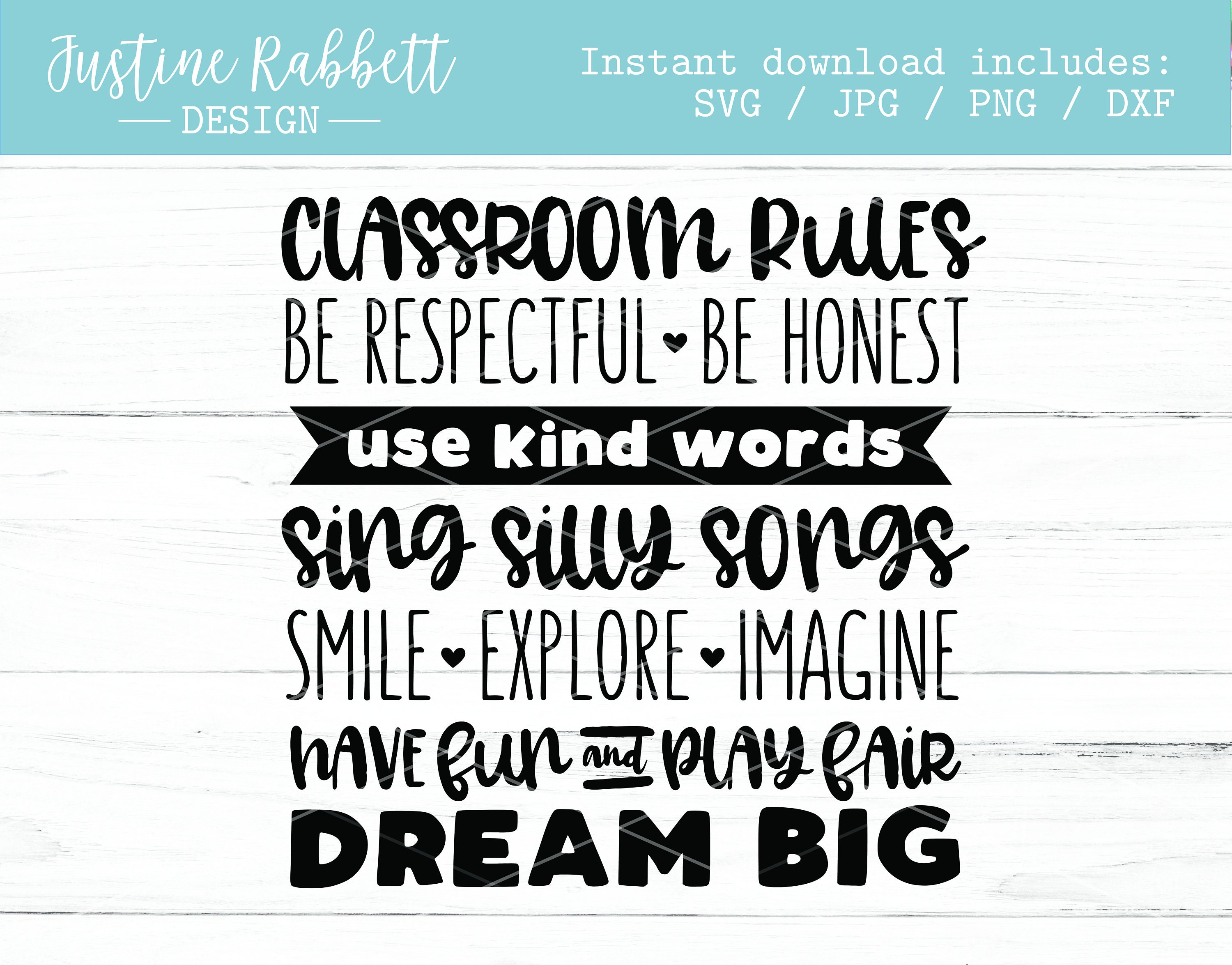 Classroom Rules Be respectful Be honest use kind words | Etsy