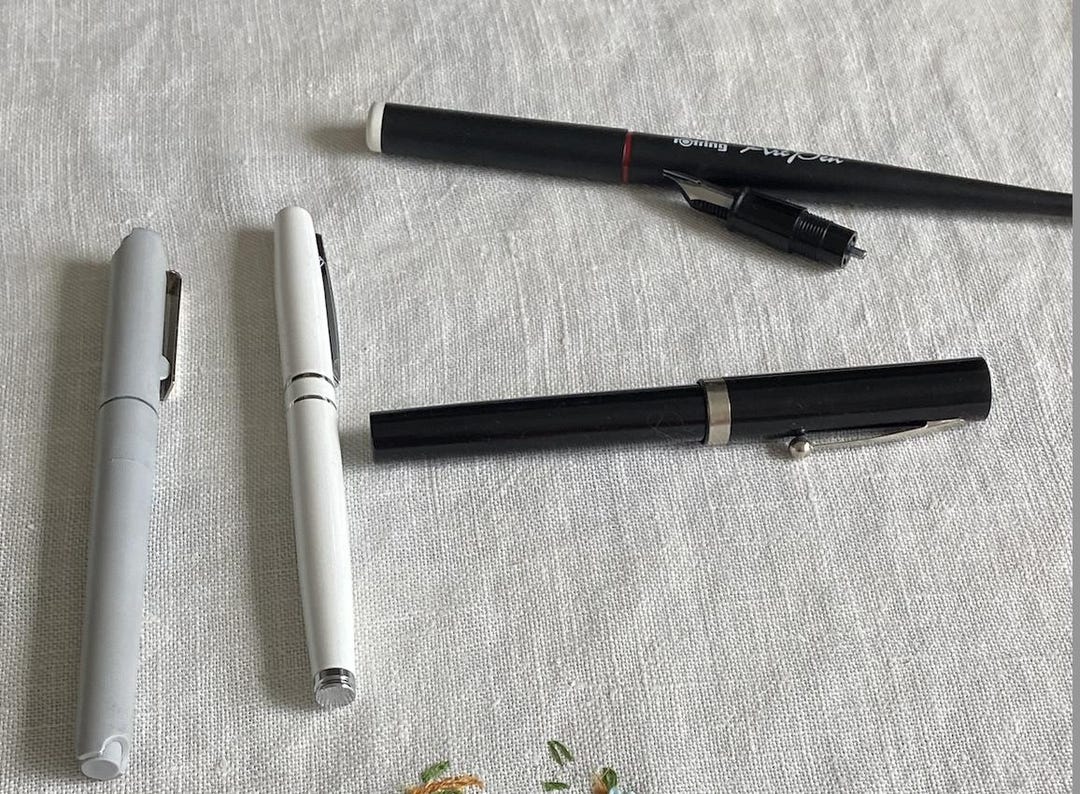 Vintage Fountain Pen Lot: R0tring Art Pen 1.1, Sheaffer USA, Platignum ...
