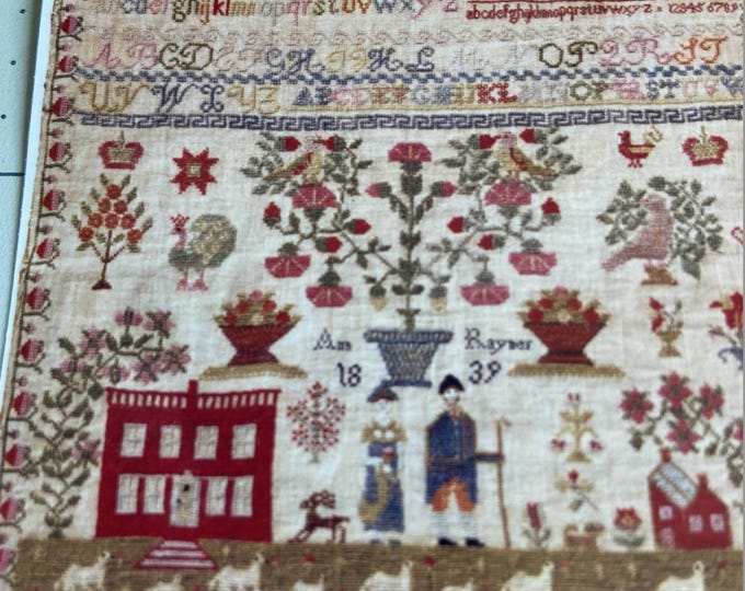 The Ann Rayner Sampler 1839 Pattern and Kit, Partially Completed, RARE ...