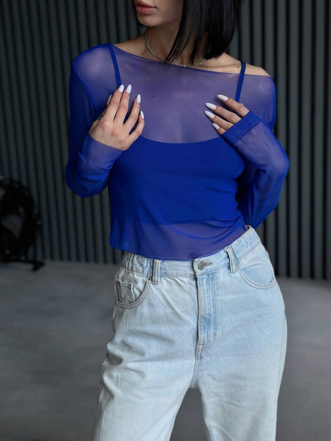 Mesh Sheer Crop Top Sexy Top Transparent Top Rave Tops Crop Long Sleeve ...