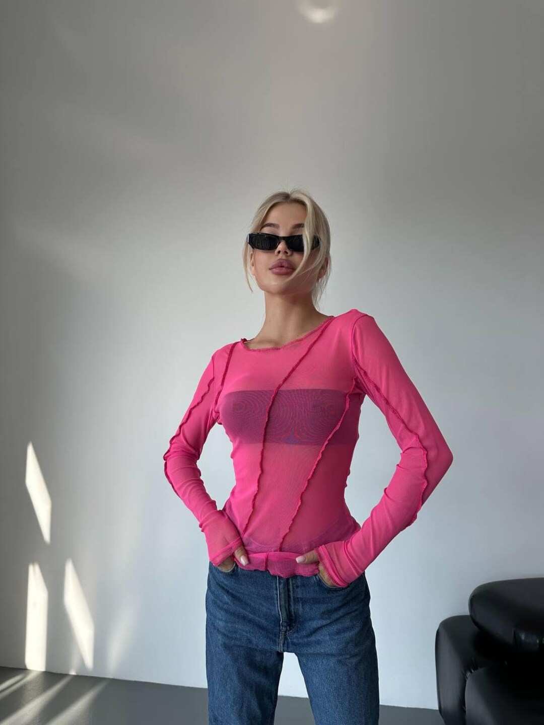 Mesh Top Patchwork, Sheer Mesh Top, Sheer Black Mesh Top, Long Sleeve ...