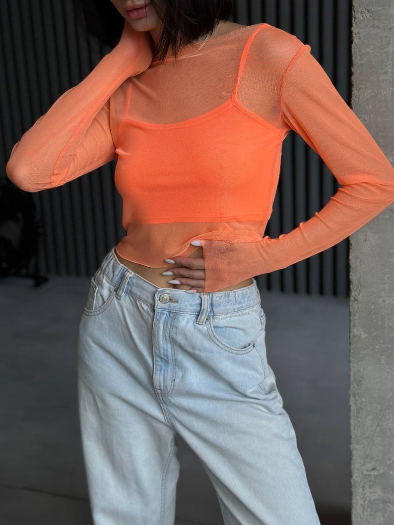 Mesh Sheer Crop Top Transparent Top Sexy Top See Through Top - Etsy