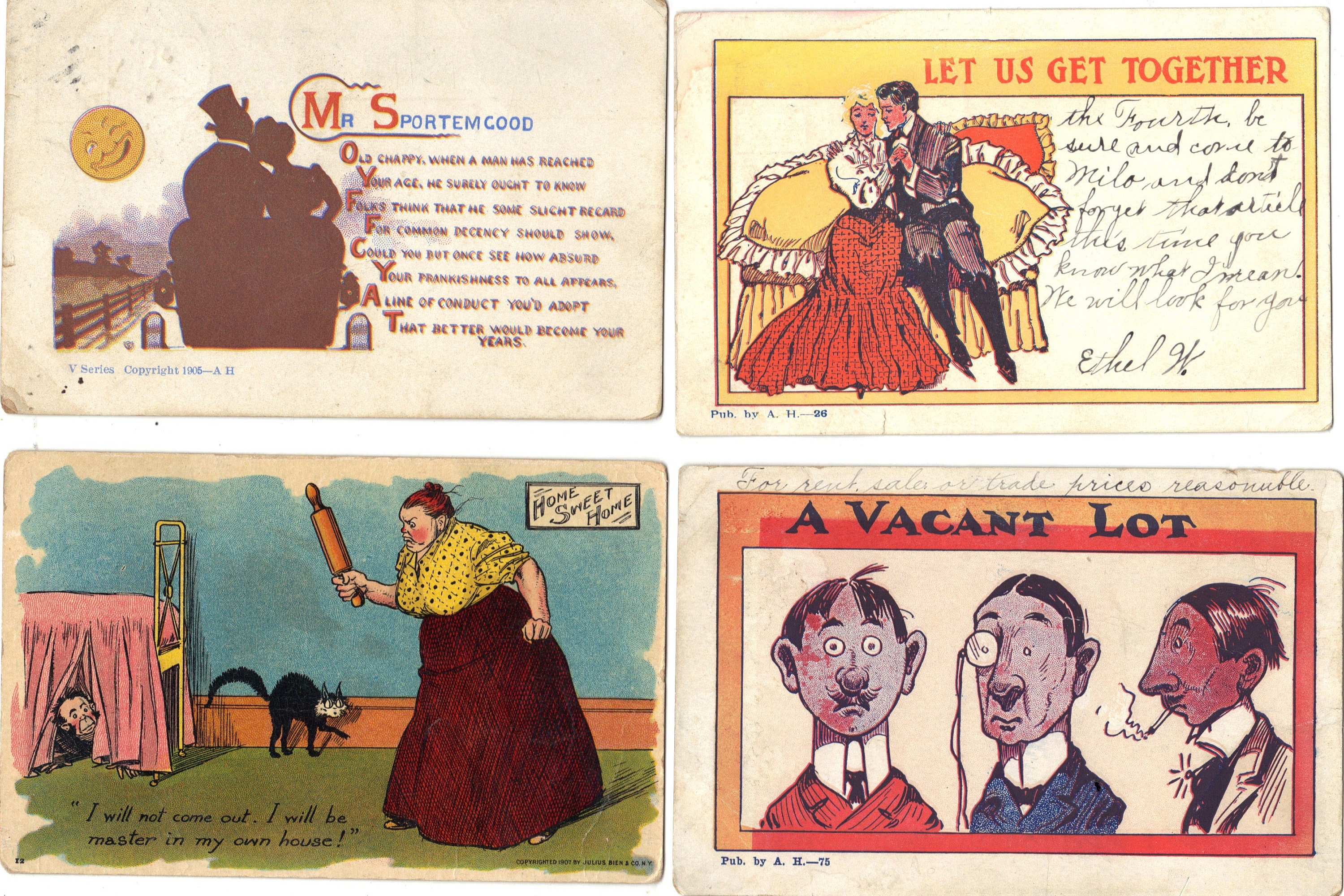 Lot of 4 Antique/Vintage Comic Postcards Lot 228 | Etsy