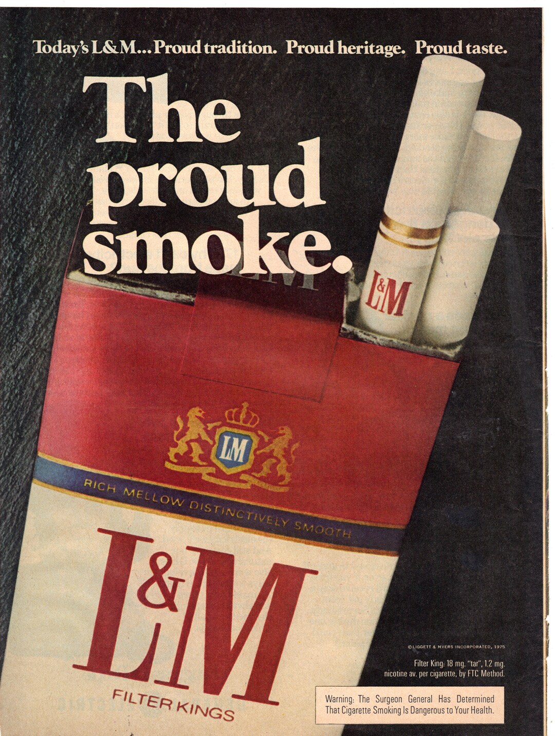Vintage 1975 Print Ad for L & M Cigarettes - Etsy