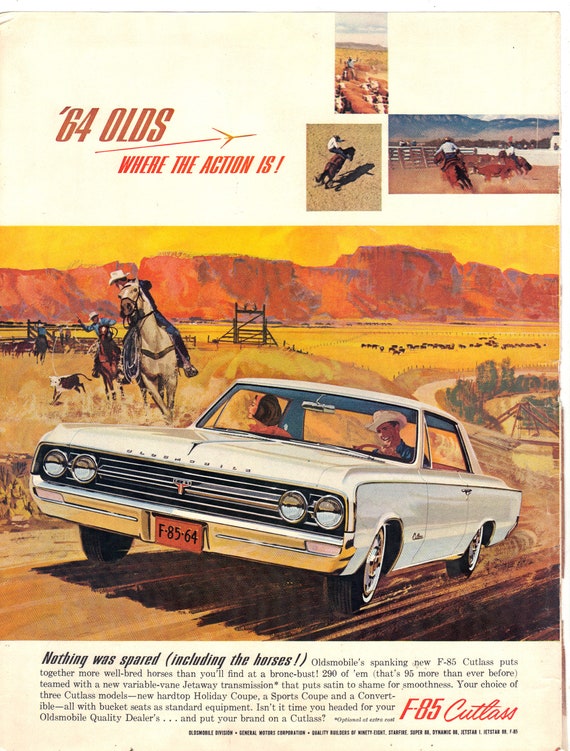 Vintage 1963 Print Ad for the '64 Olds F-85 Cutlass - Etsy