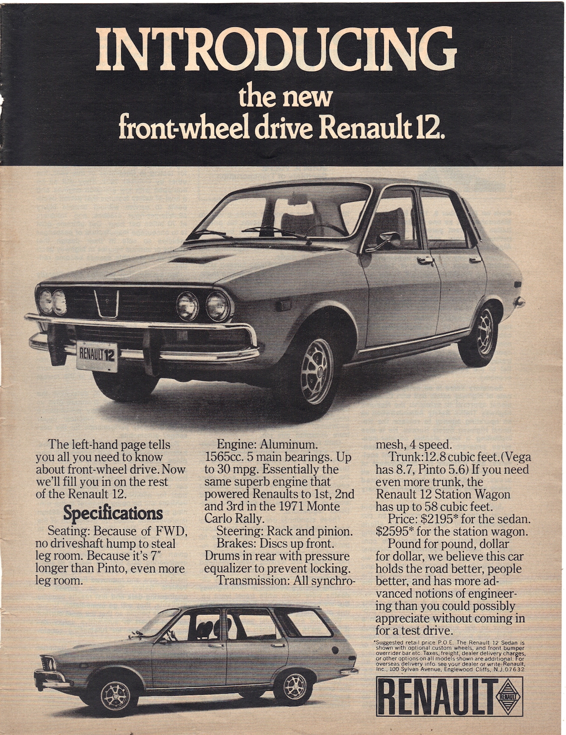 Vintage 1971 Renault 12 Print Ad - Etsy