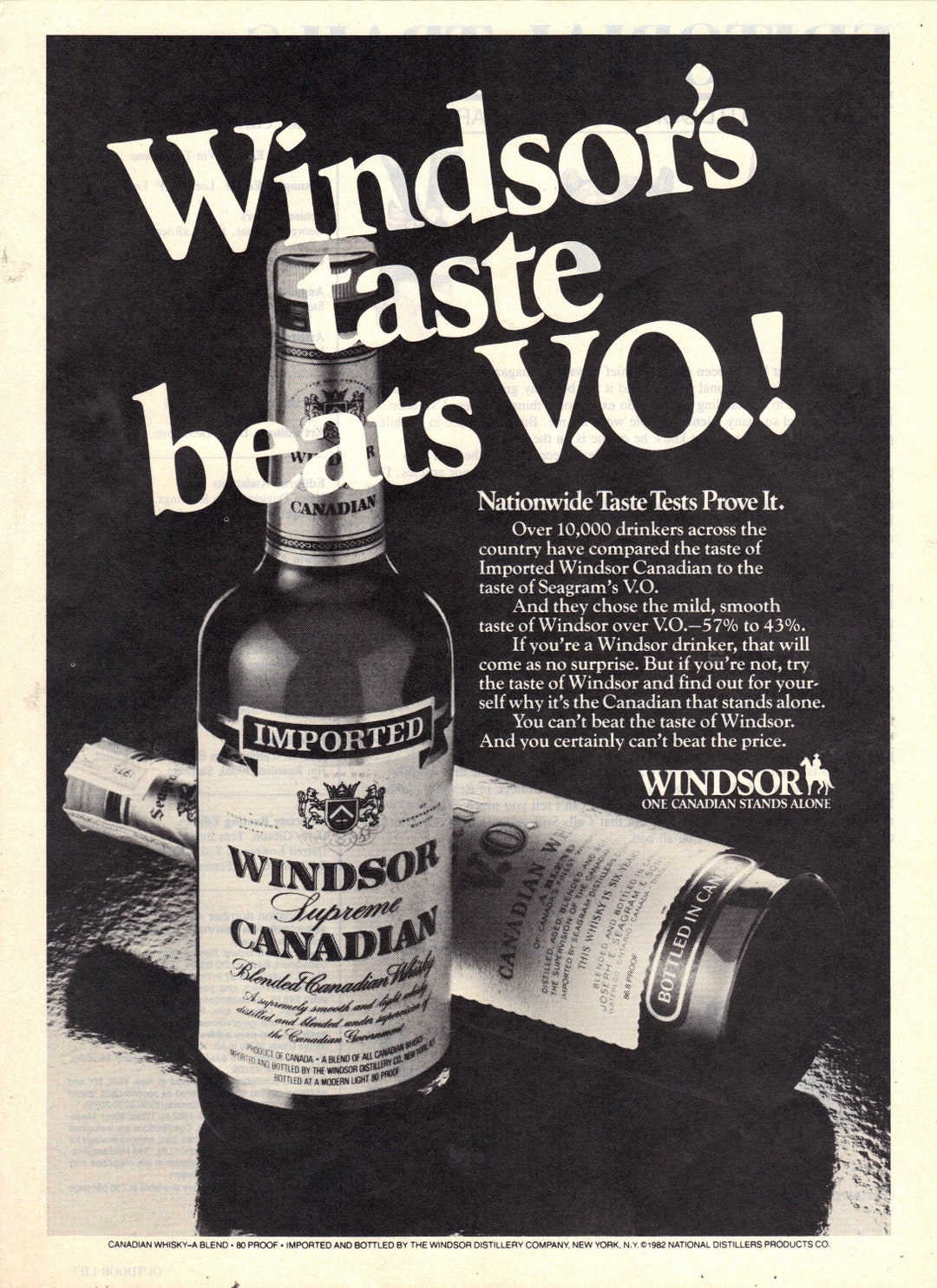 Vintage 1982 Print Ad for Windsor Canadian Whisky - Etsy