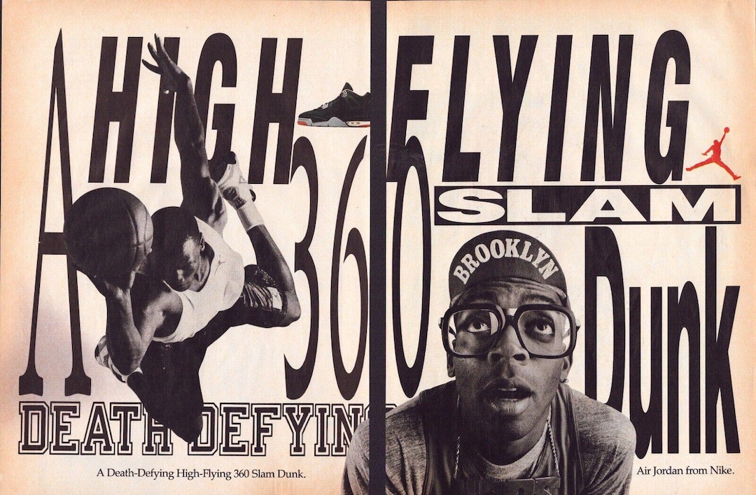 1989 2-page Nike - Air Jordan Print Ad High-flying 360 Slam Dunk Spike ...