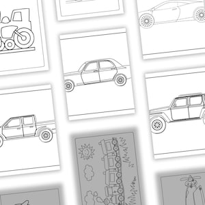 Set of 48 Printable Coloring Pages for Children - Planes,trains and ...