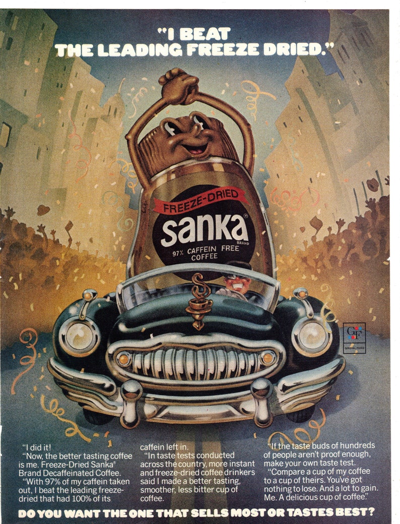 Vintage 1973 Sanka Freeze-dried Coffee Print Ad - Etsy