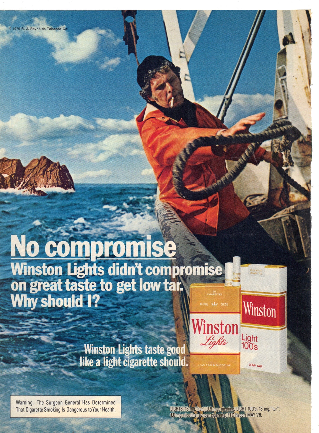 Vintage 1980 Print Ad for Winston Lights Cigarettes - Etsy