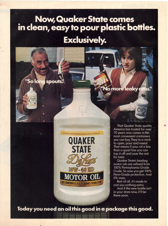 Vintage 1984 Print Ad for Quaker State Motor Oil - Etsy