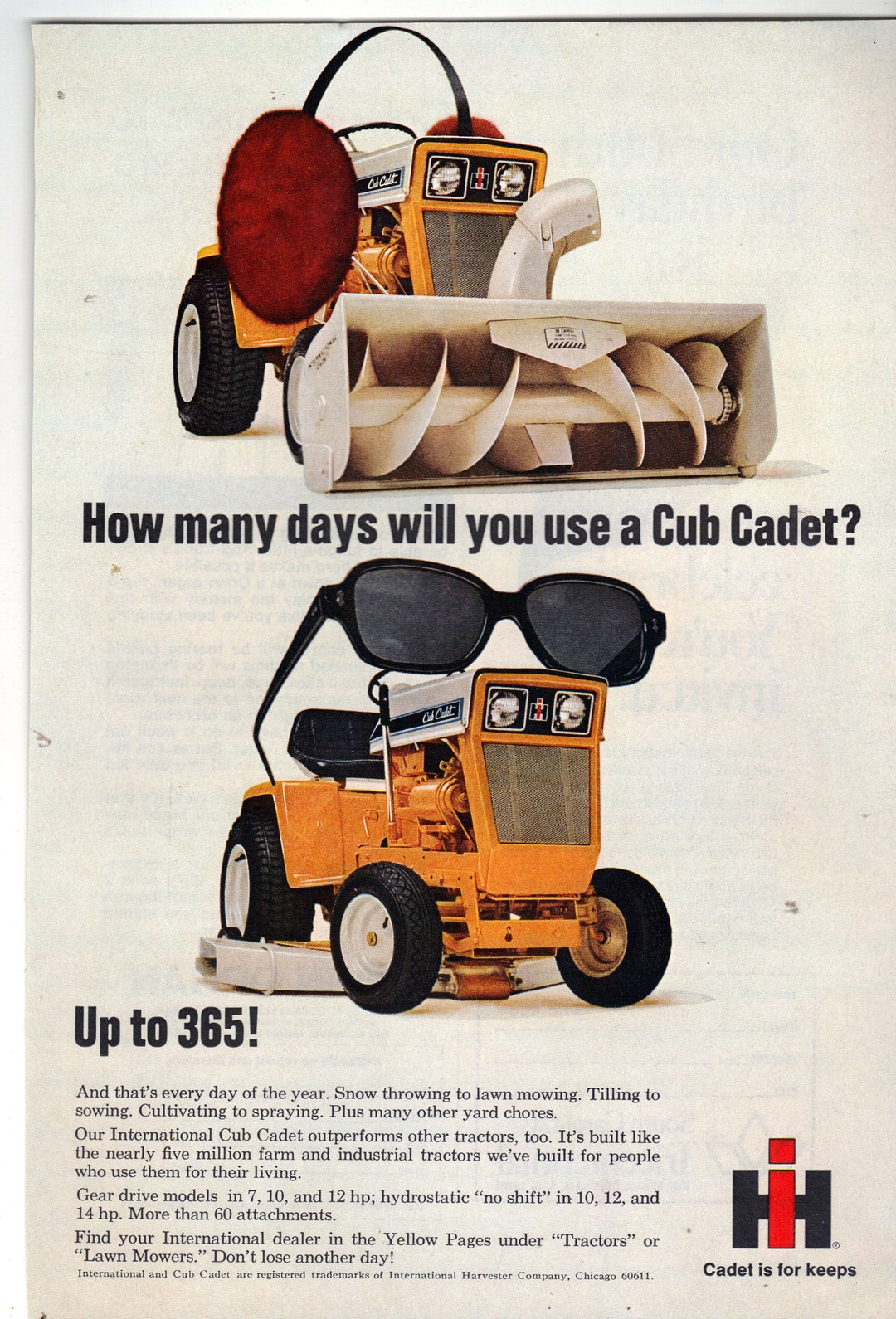 Vintage Print Ad - 1969 for Cub Cadet - Etsy