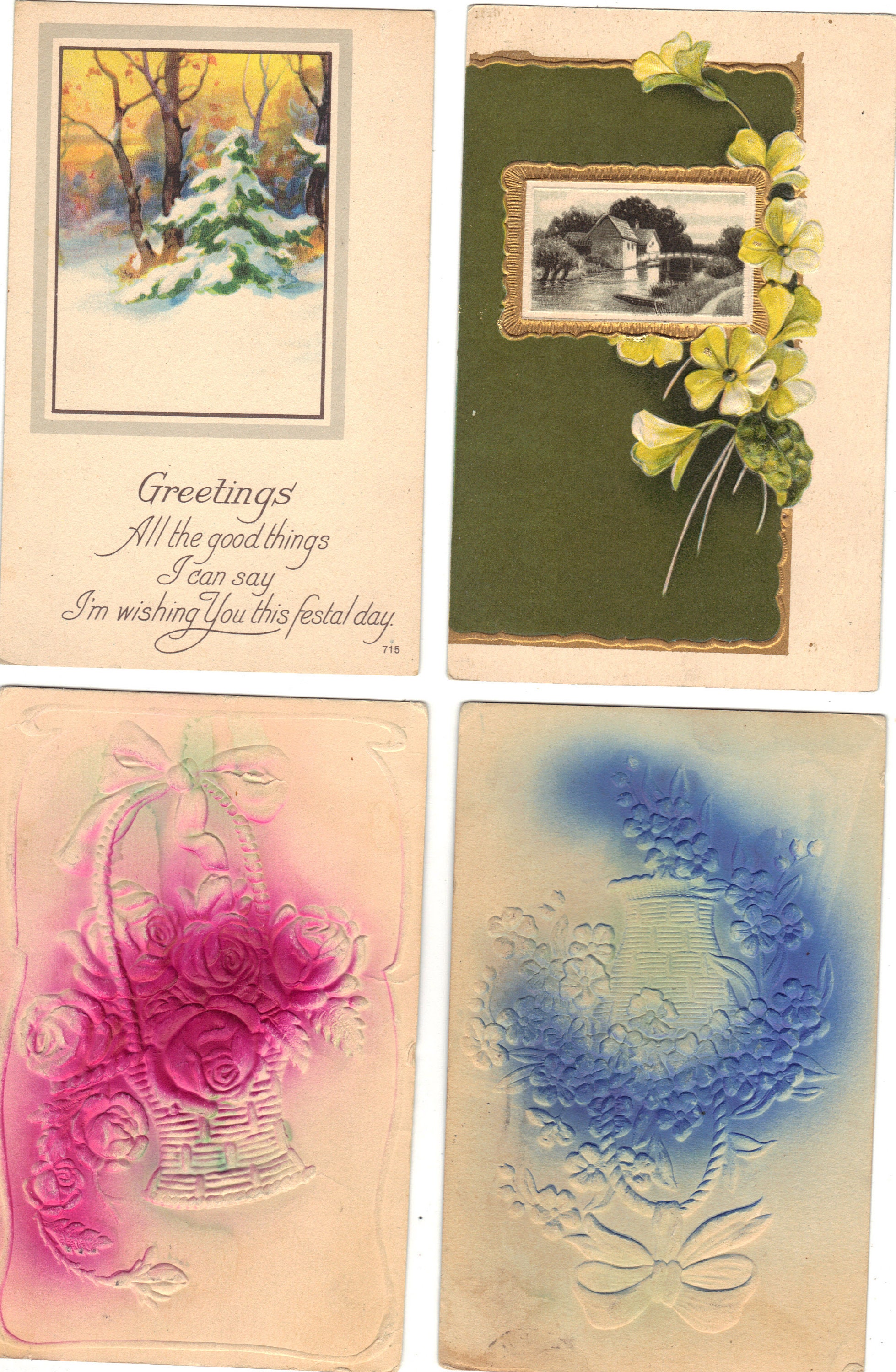 Lot of 4 Antique Greetings Postcards- Lot 1009 - Etsy
