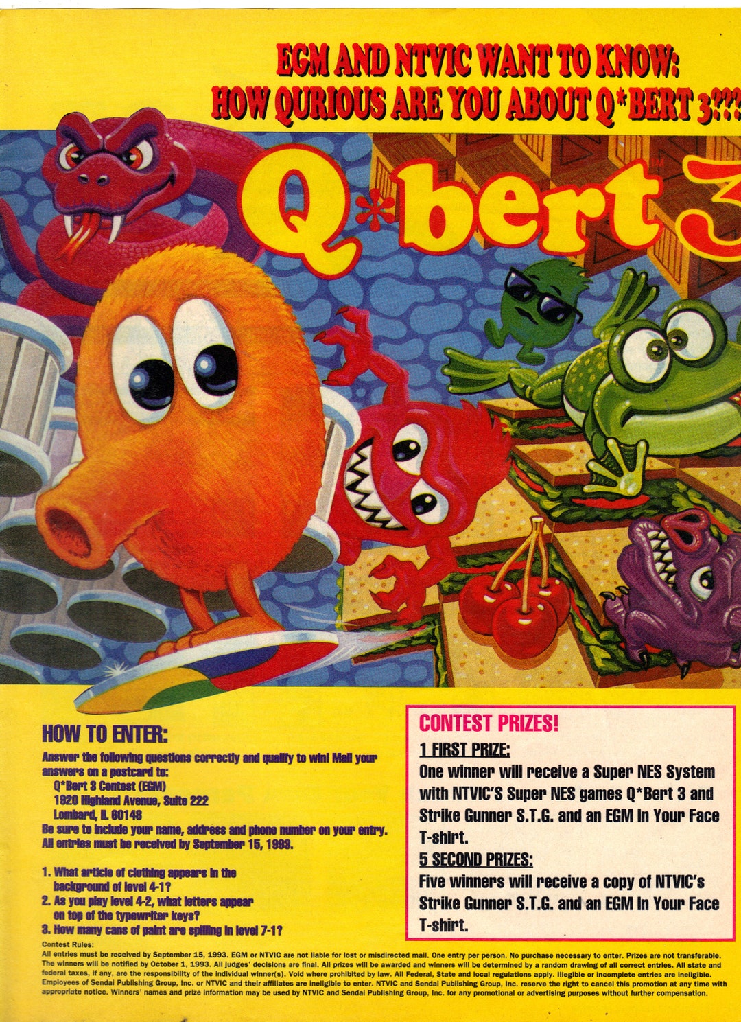 Vintage 1993 Print Ad for Q Bert 3 - Etsy