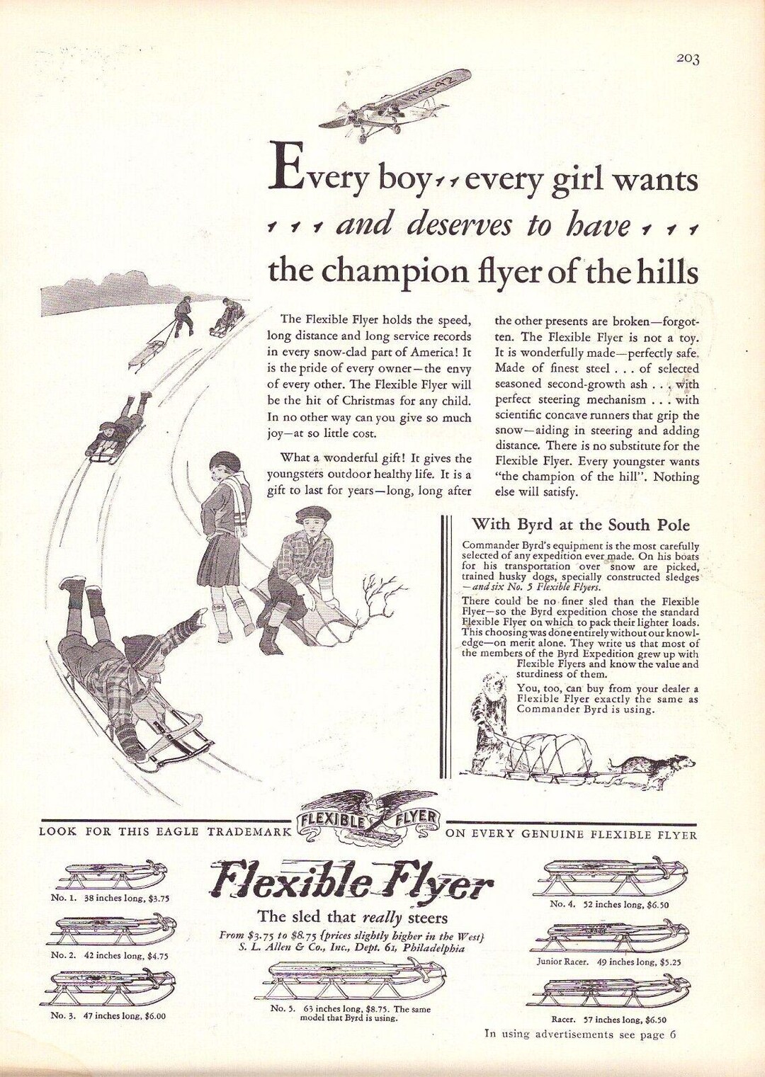 1928 Flexible Flyer - the Sled That Really Steers Vintage Magazine ...