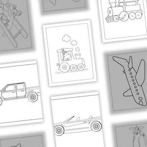 Set of 48 Printable Coloring Pages for Children - Planes,trains and ...