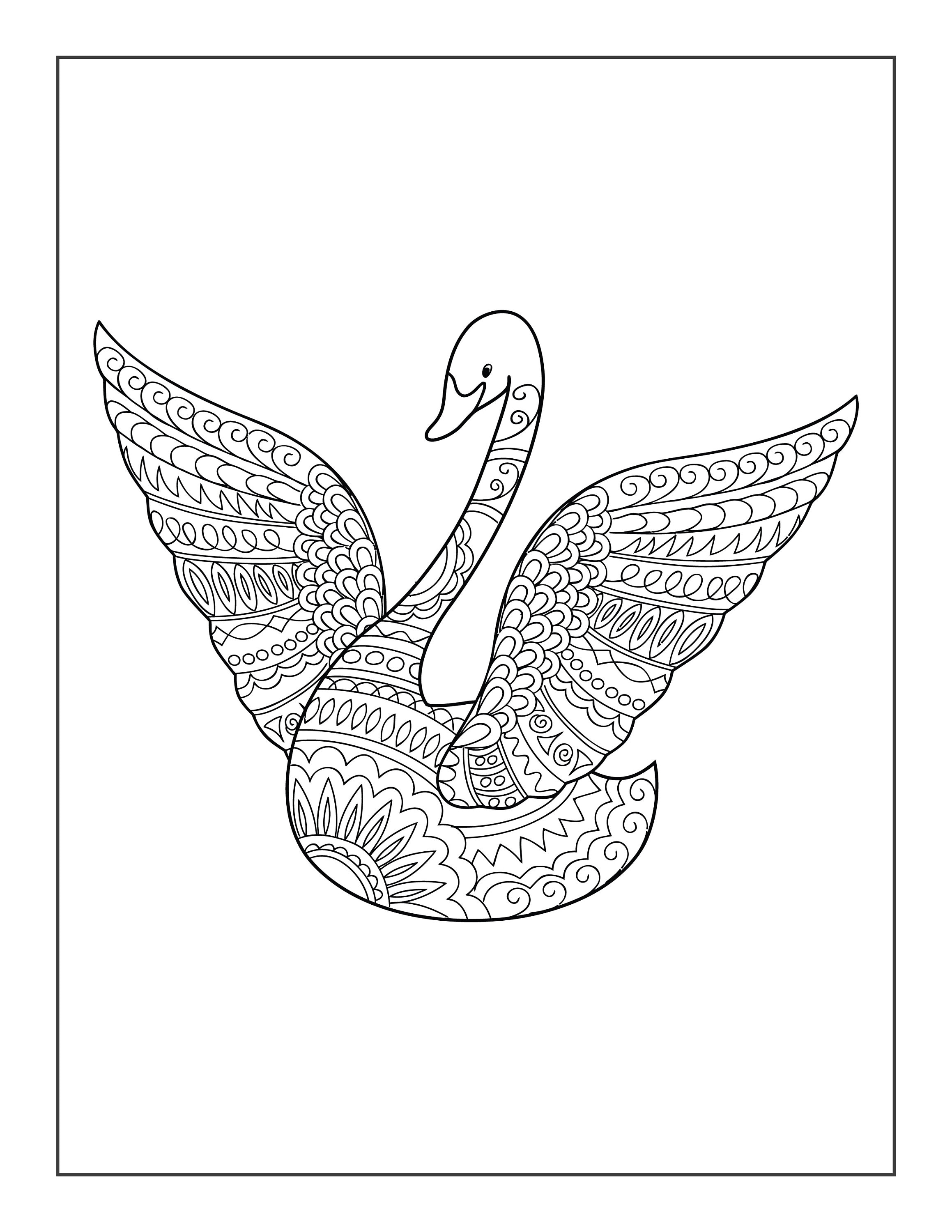 20 Printable Swan Coloring Pages for Children and Adults - Etsy