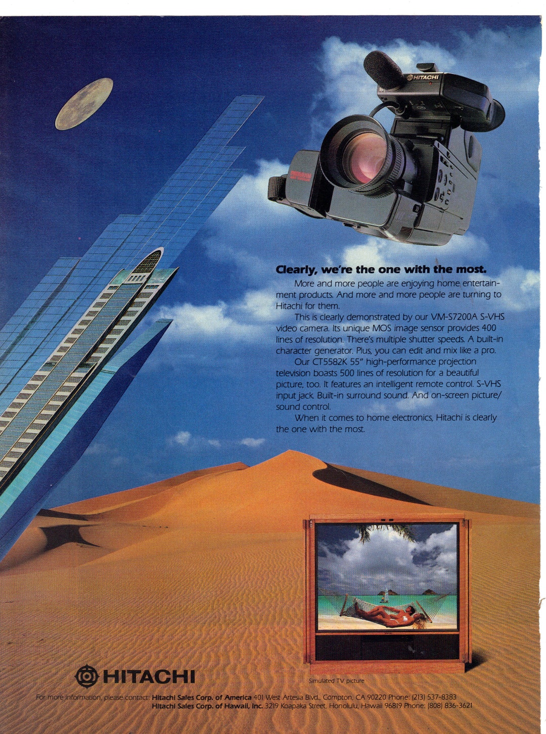 Vintage 1989 Hitachi Video Camera Print Ad - Etsy