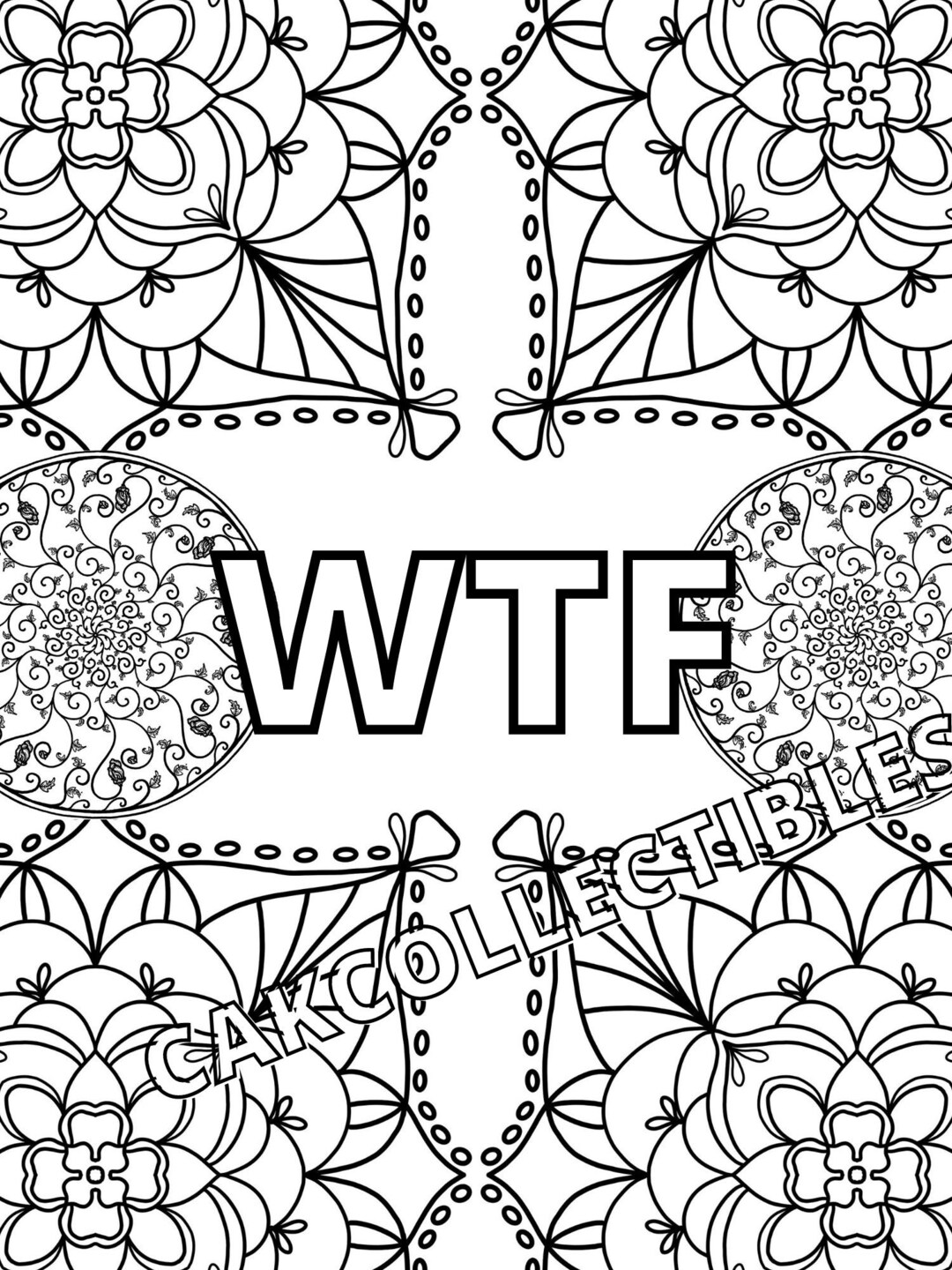 Printable Adult "wtf" Mandala Coloring Pages - Etsy