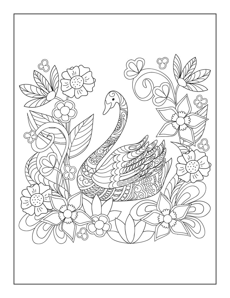 20 Printable Swan Coloring Pages for Children and Adults - Etsy
