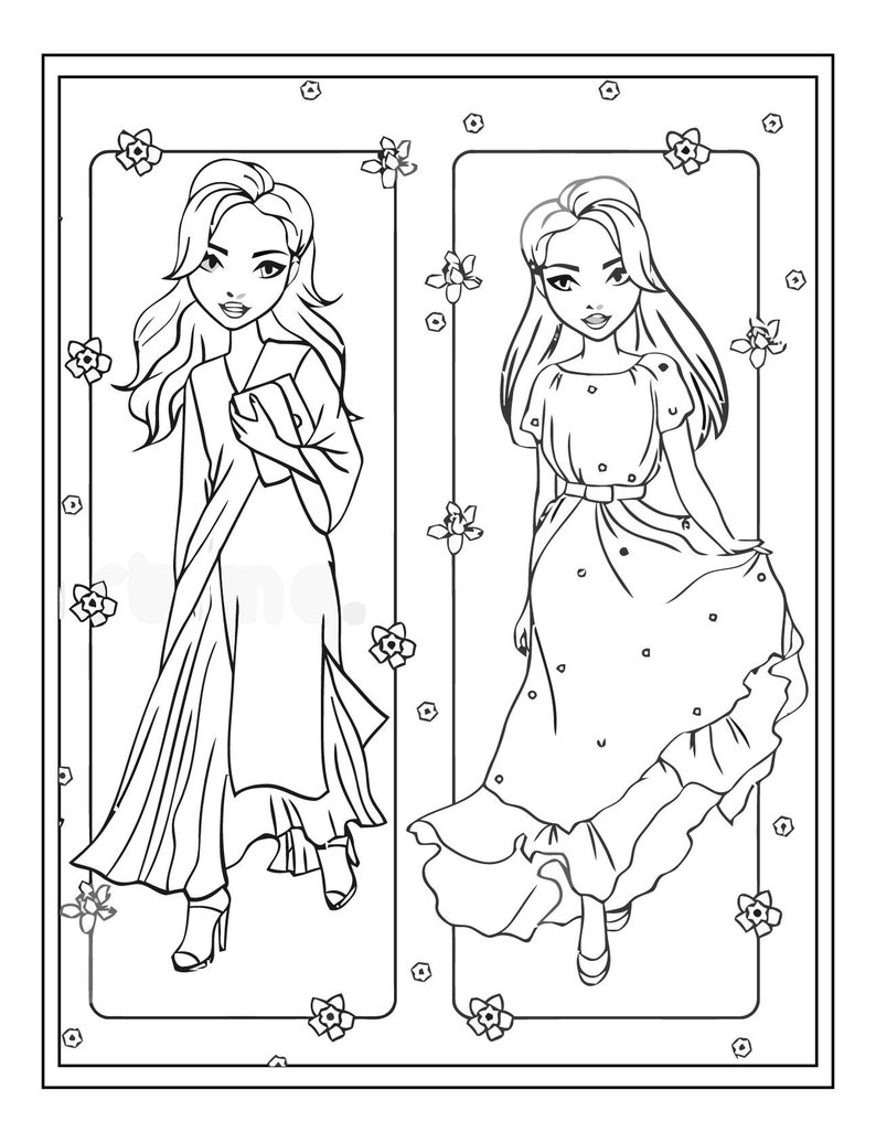 25 Printable Fashion Girl Pages for Children | Etsy