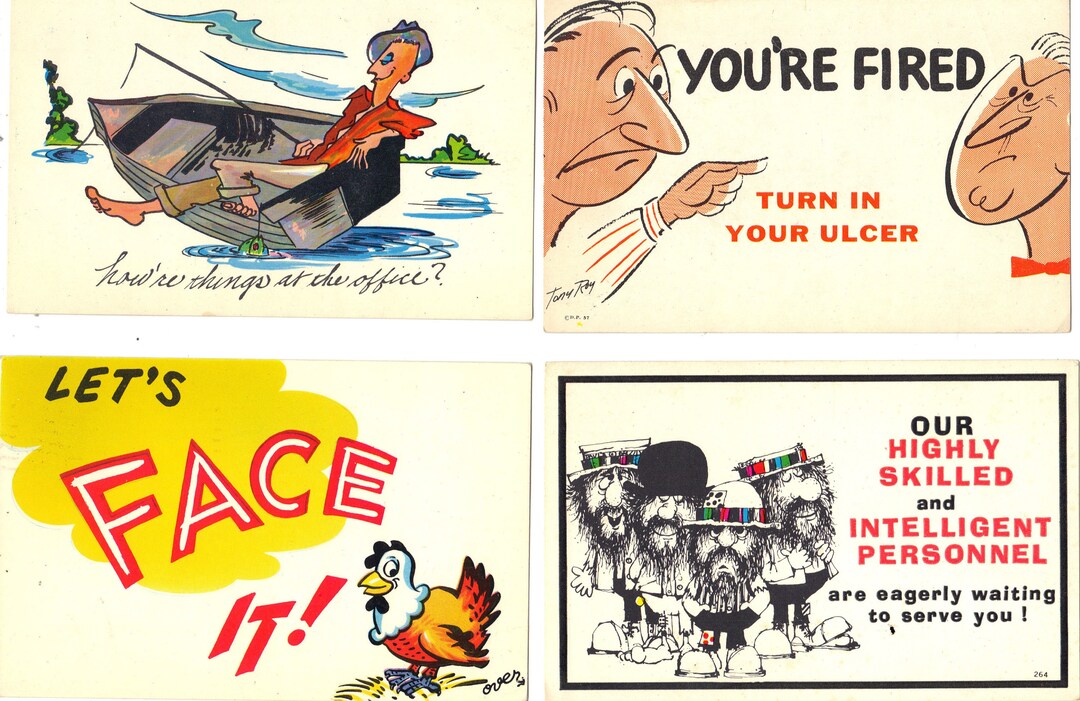 Lot of 4 Vintage Comic Postcards - Lot 370 - Etsy
