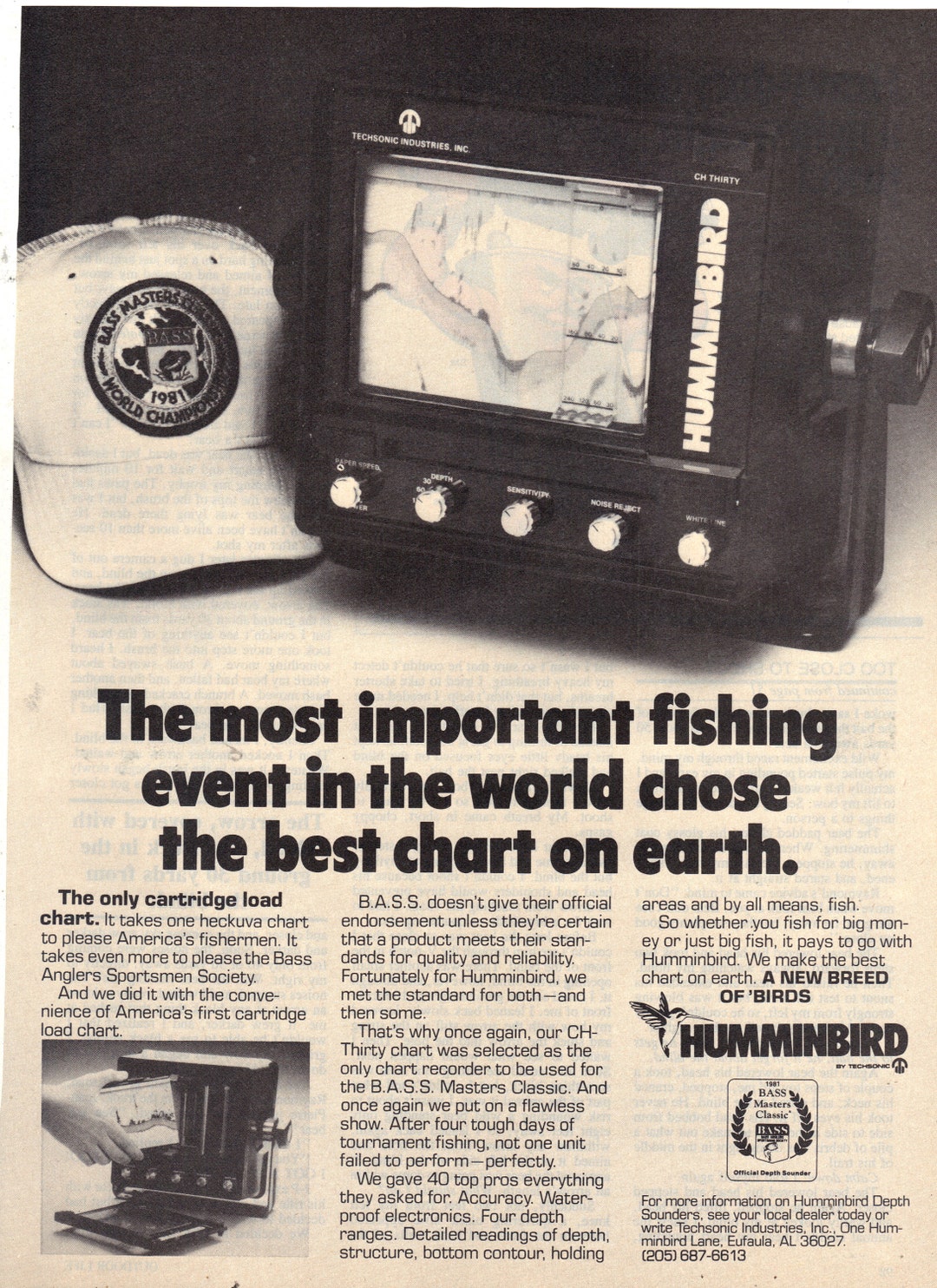 Vintage 1982 Print Ad for Hummingbird Depth Finder - Etsy