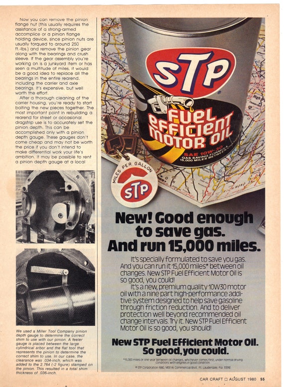 Vintage 1980's Print Ad for STP Fuel Efficient Motor Oil | Etsy