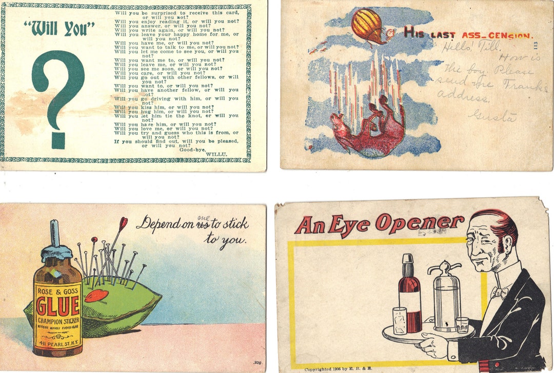 Lot of 4 Antique/vintage Comic Postcards - Lot 211 - Etsy