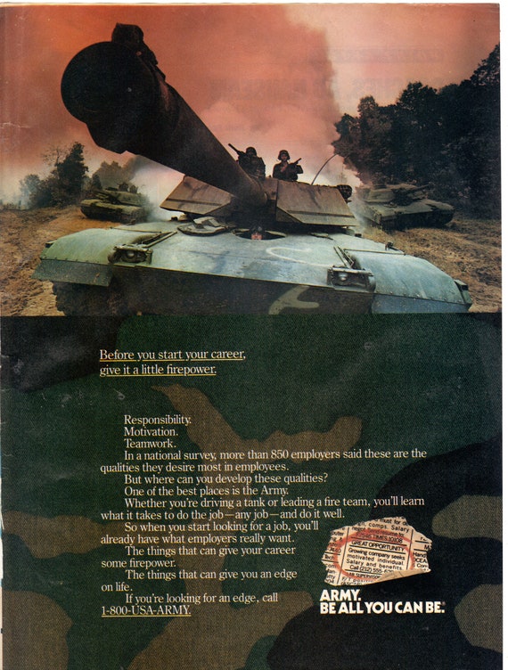 Vintage 1989 US Army Recruitment Print Ad - Etsy
