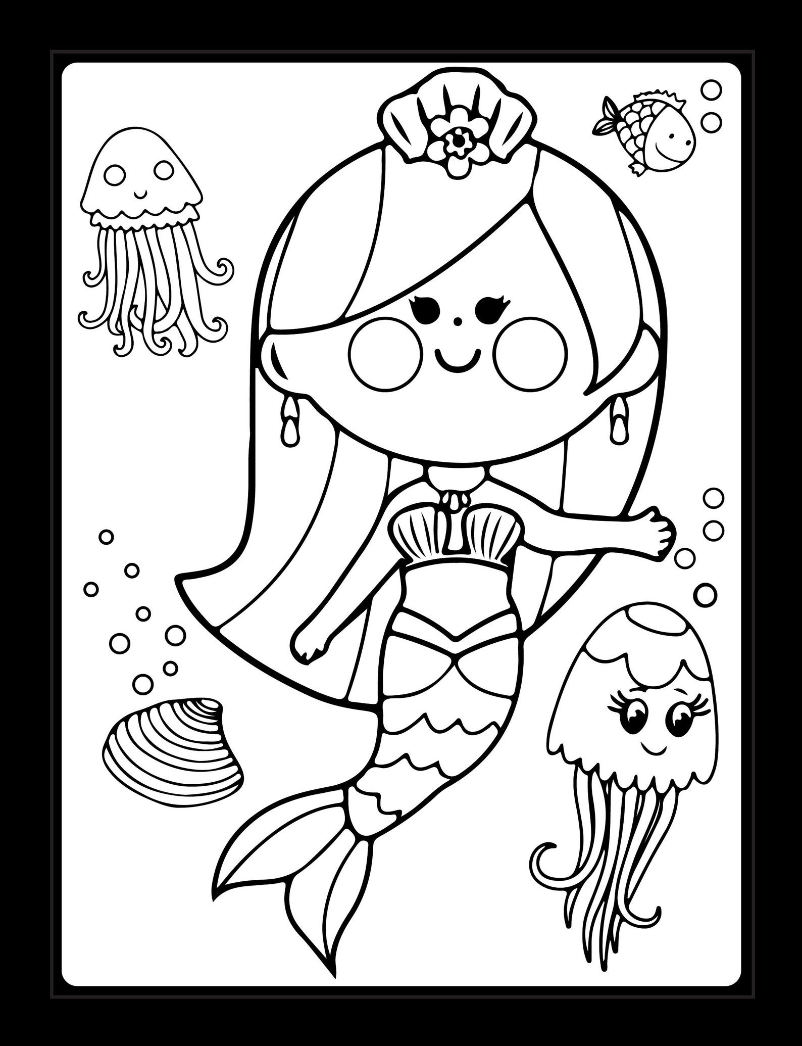 20+ Printable Mermaid Coloring Pages - Etsy