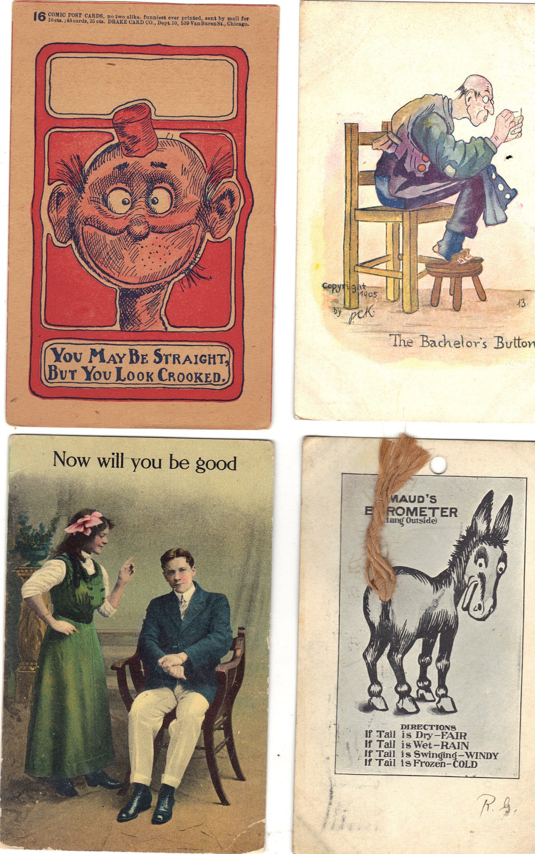 Lot of 4 Antique/vintage Comic Postcards - Lot 256 - Etsy
