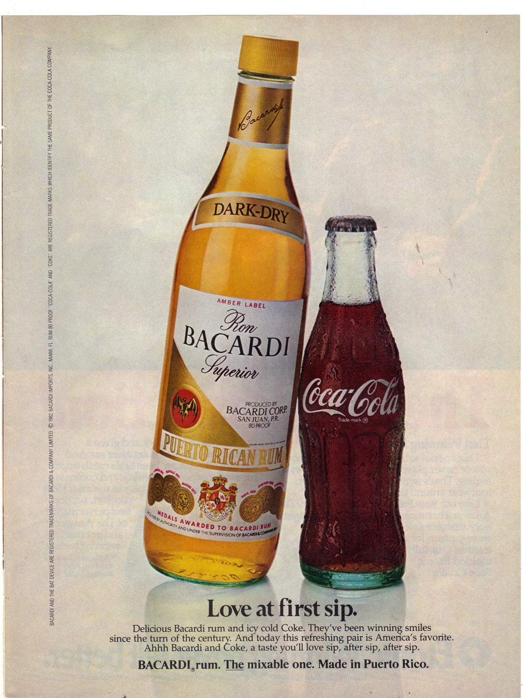 Vintage 1982 Bacardi and Coke and Etonic Shoes Print Ad - Etsy